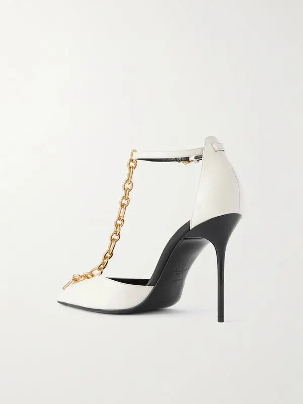 Balmain Chain-embellished Leather Pumps