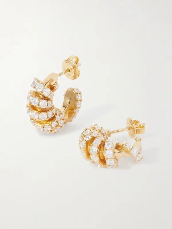 Bottega Veneta Plated Crystal Hoop Earrings - Gold