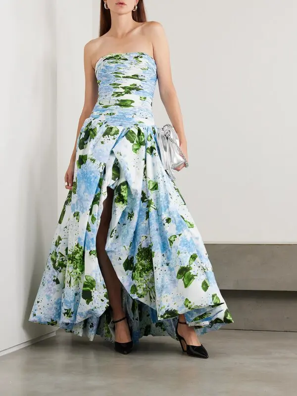 aje green floral dress Fleur Pleated Gown | Collage Floral main image 0