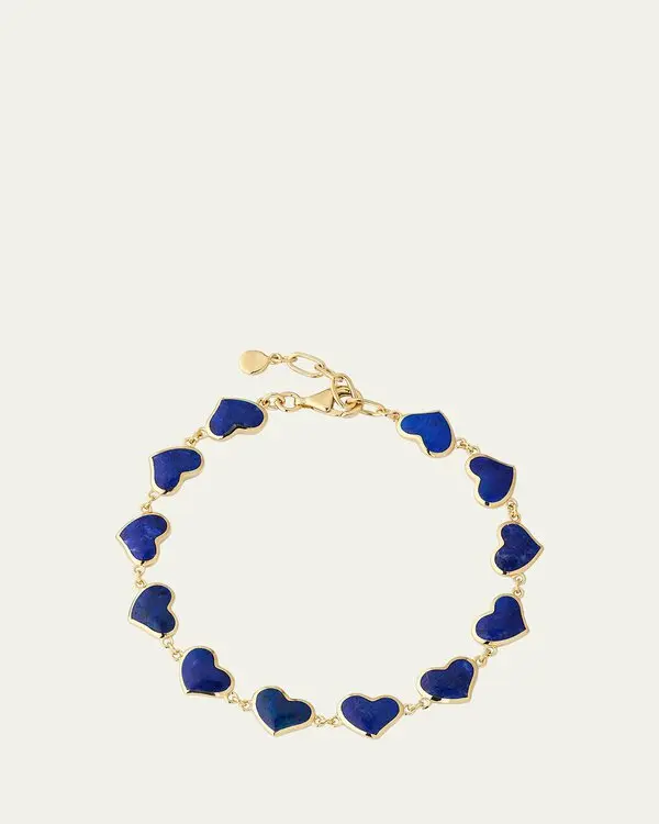 JAN LESLIE 18k Gold Plated Heart Bracelet - Lapis