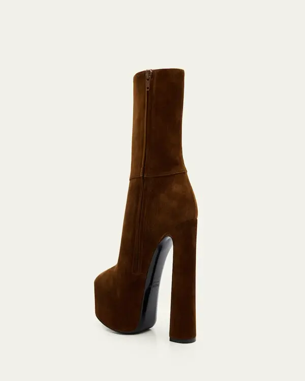 Saint Laurent Nico Platform Booties - Land