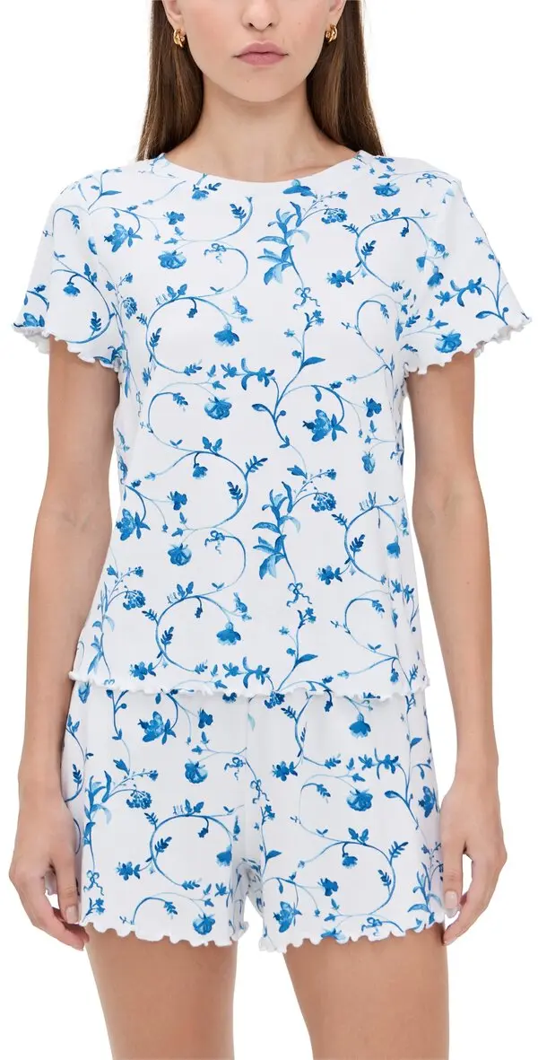 Hill House Home The Nina Short Pajama Set - Blue Botanical
