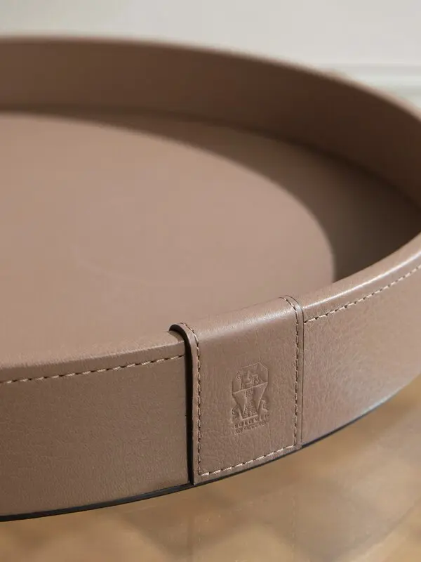 Brunello Cucinelli Leather And Wood Tray