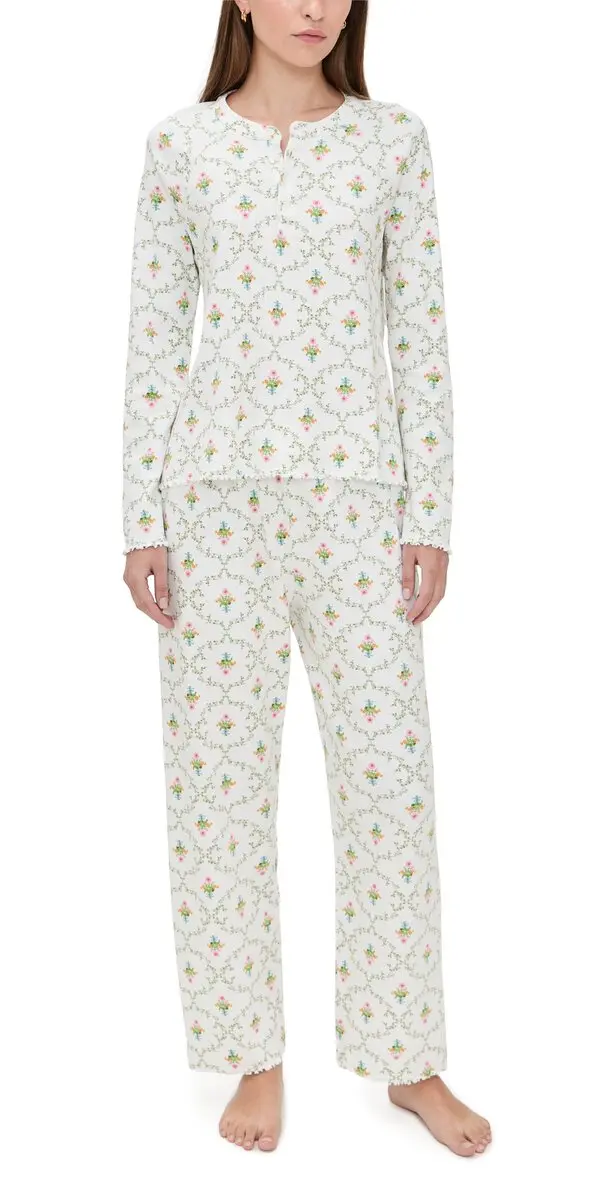 Hill House Home The Olivia Pants Pajama Set - Pastel Trellis