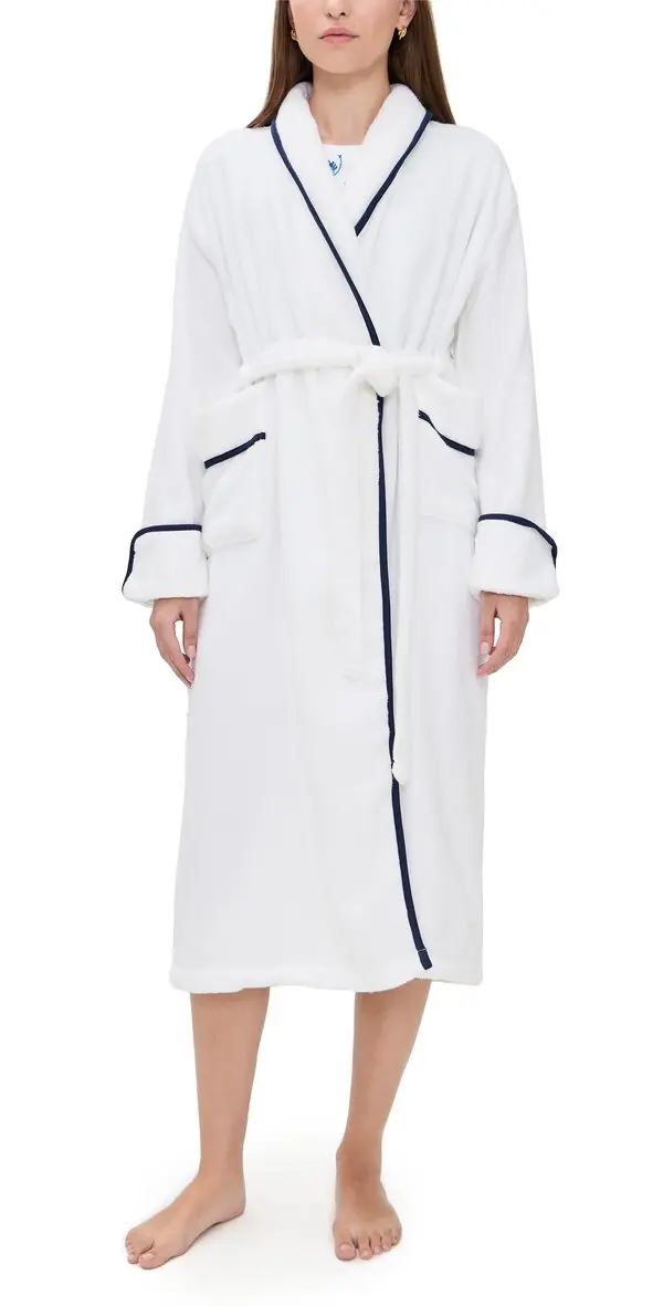Hill House Home The Hotel Robe - White/navy