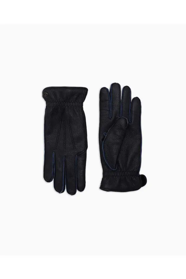 Giorgio Armani Deerskin Leather Gloves - Blue