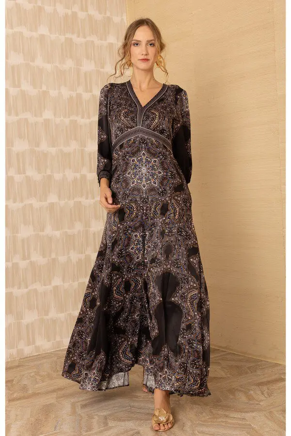 Hale Bob Belen Satin Maxi Dress - Black