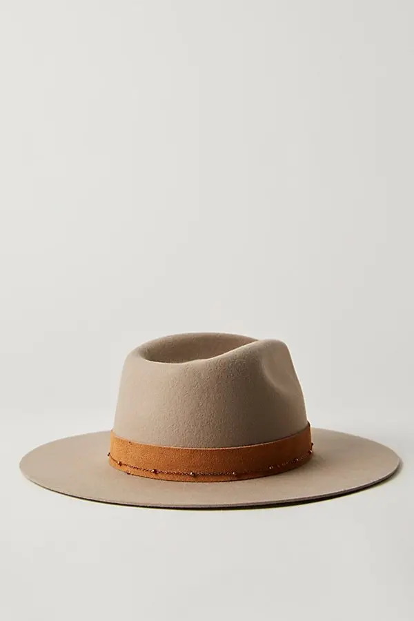 Free People Embellished Wide Brim Felt Hat