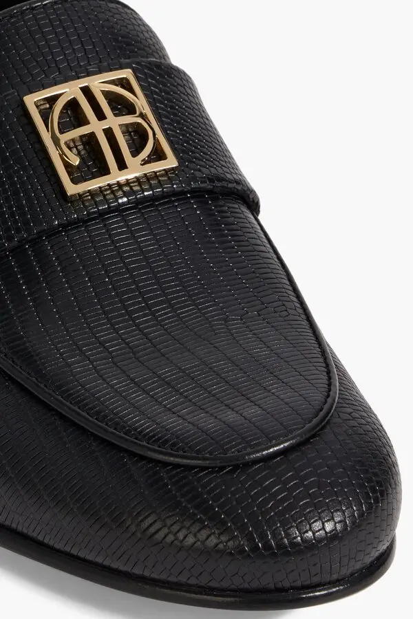 Anine Bing Black Corinne Textured Loafers Anine Bing - Corrine Mules in Black – Blond Genius main image 3
