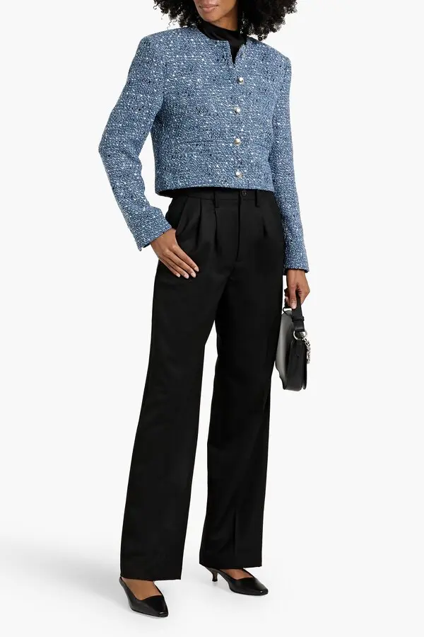 ANINE BING Lou Wool-twill Wide-leg Pants