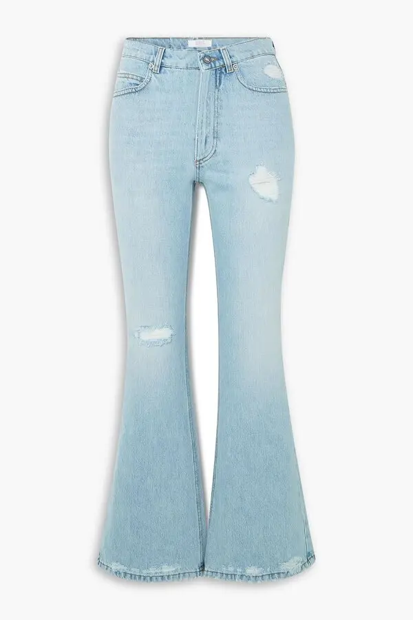 ERL Distressed High-rise Flared Jeans