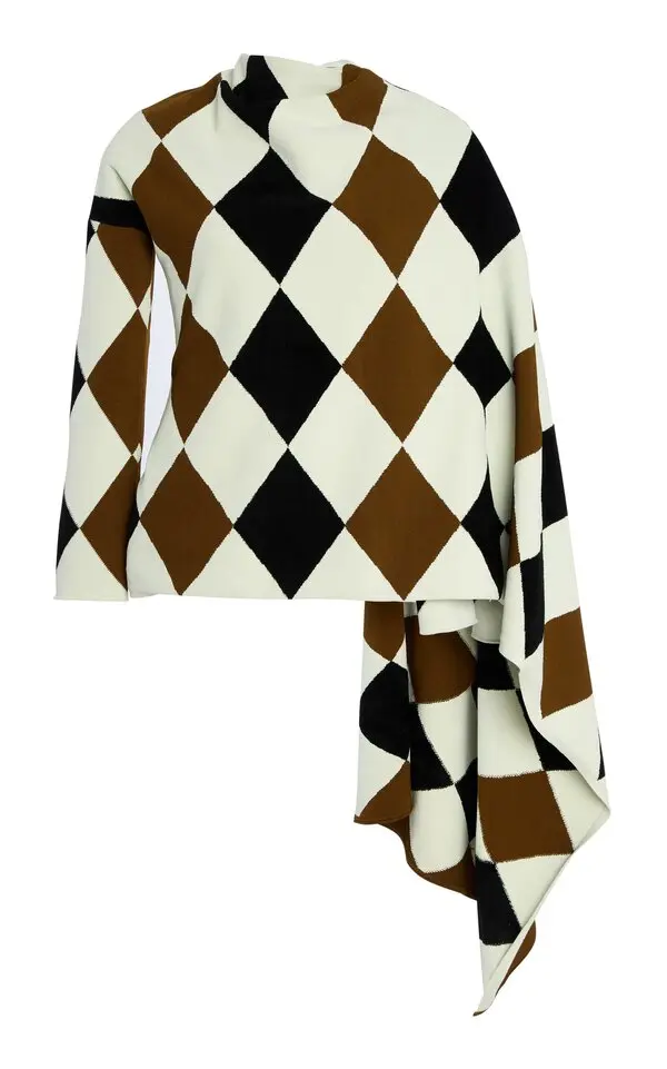 Proenza Schouler Vanne Argyle-knit Velvet Top - Multi
