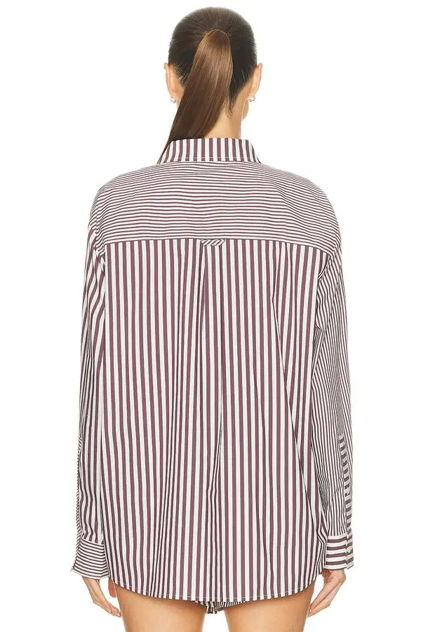 Solid & Striped The Avril Button Down Top - Raisin Brown & Brule