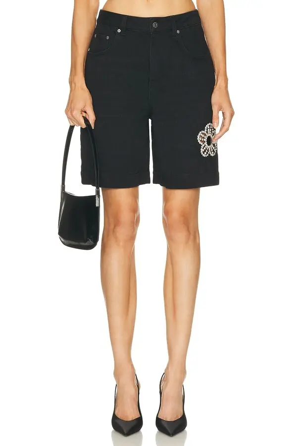 AREA Crystal Flower Bermuda Jean Short