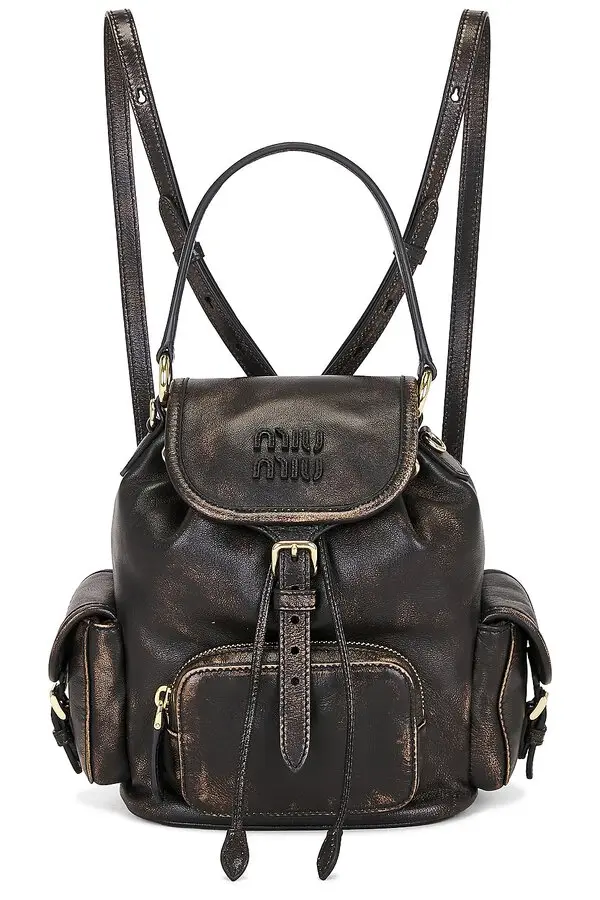 Miu Miu Canapa Mini Backpack - Caffe
