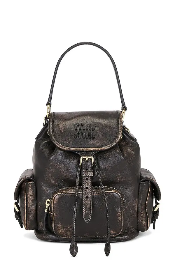 Miu Miu Canapa Mini Backpack - Caffe