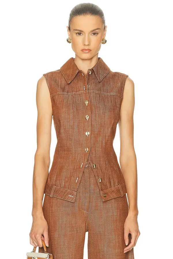 Matthew Bruch Collared Button-down Vest