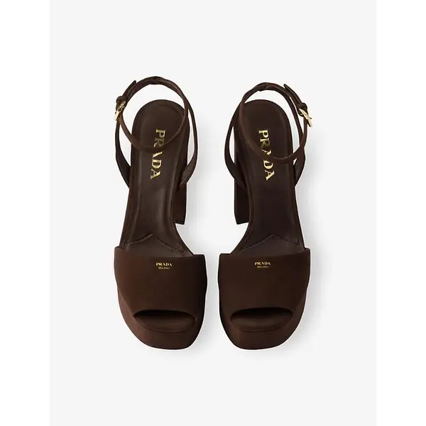 Prada Logo-print Suede Platform Sandals - Brown