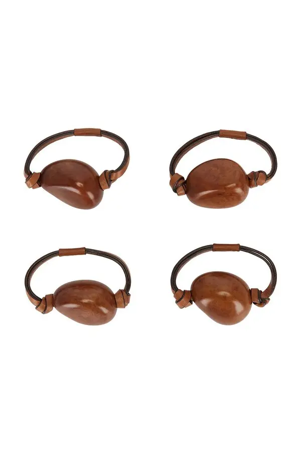 HUNTING SEASON Tagua Napkin Rings Set Of 4 - Cognac & Cognac