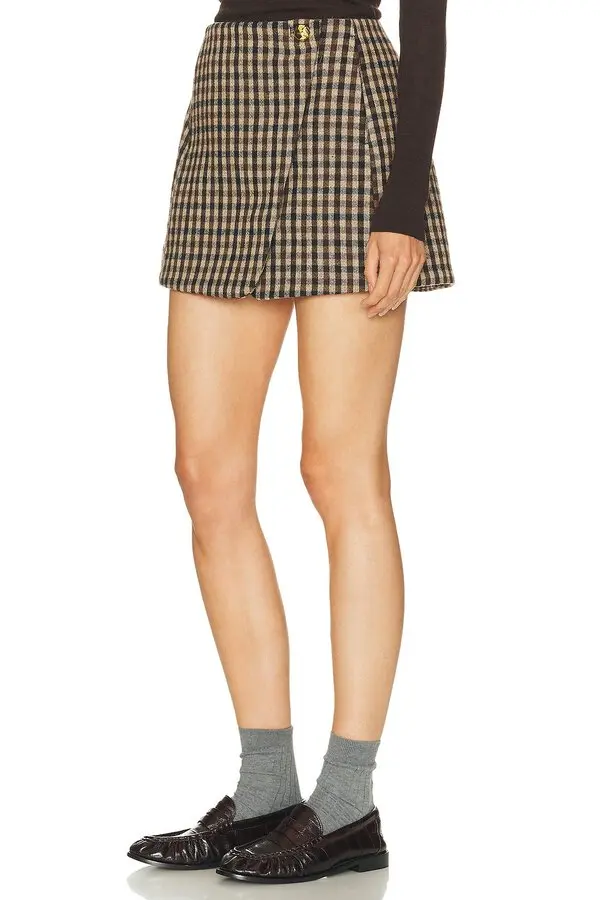 GANNI Check Wool Mini Skirt