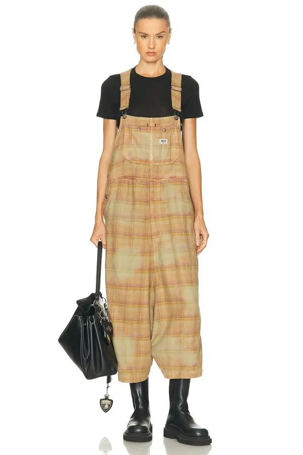R13 Jump Overall - Overdyed Khaki Plaid