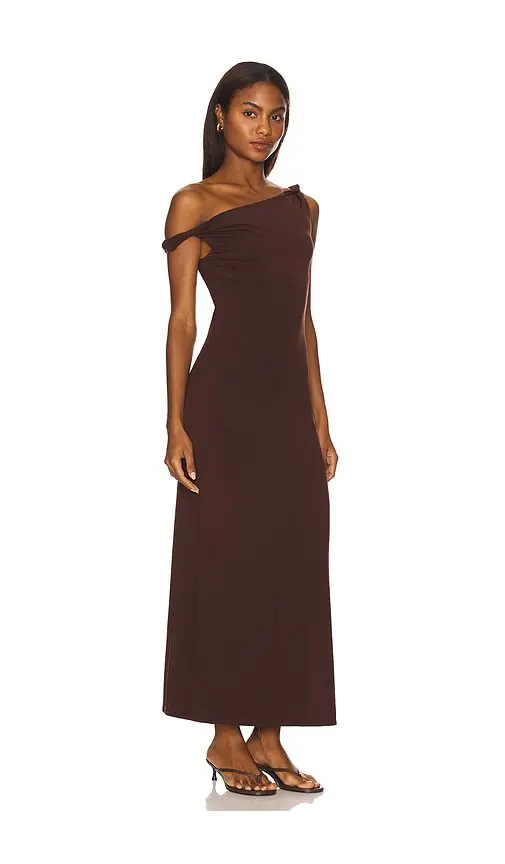 Nia Carmella Off-Shoulder Midi Dress - Nutshell - 39% Off