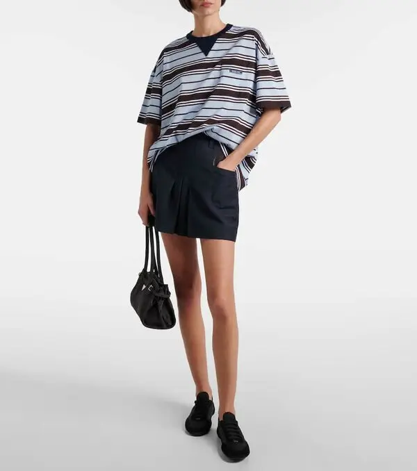 Prada Pleated Mohair And Wool Miniskirt
