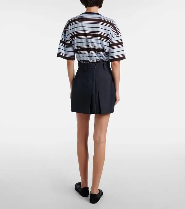 Prada Pleated Mohair And Wool Miniskirt