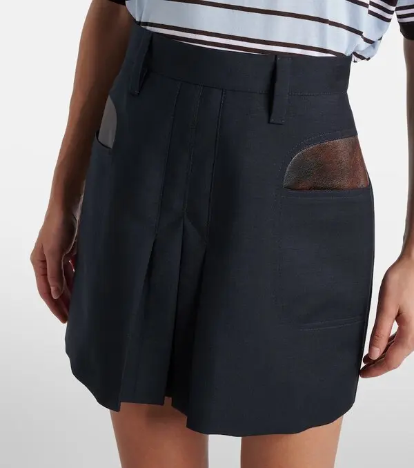 Prada Pleated Mohair And Wool Miniskirt