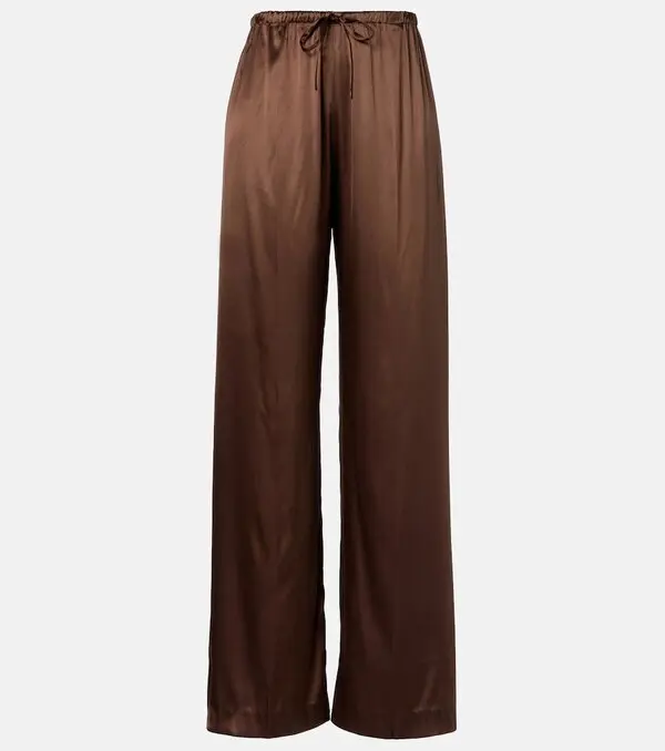 Dries Van Noten Mid-rise Silk-blend Straight Leg Pants - Brown