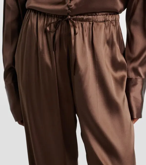 Dries Van Noten Mid-rise Silk-blend Straight Leg Pants