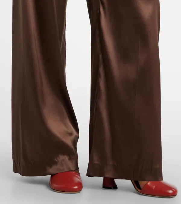 Dries Van Noten Mid-rise Silk-blend Straight Leg Pants