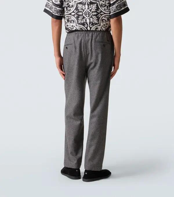 Dolce & Gabbana Herringbone Wool-blend Wide-leg Trousers
