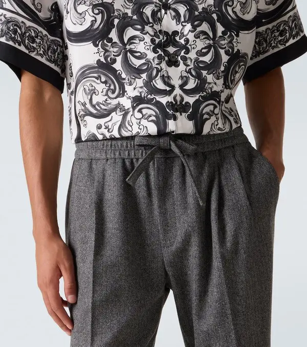 Dolce & Gabbana Herringbone Wool-blend Wide-leg Trousers