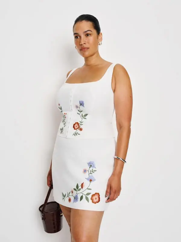 REFORMATION Ren Linen Mini Skirt - Ivory