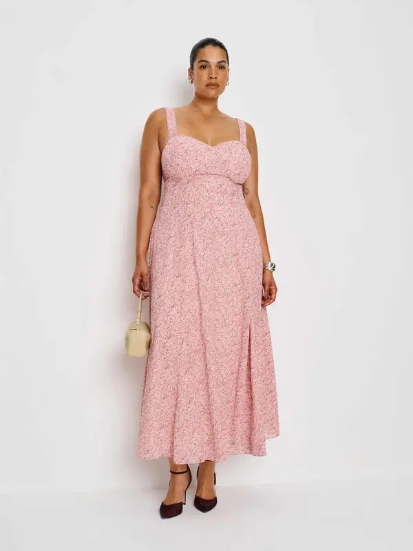 REFORMATION Lela Lace-trimmed Midi Dress - Pink