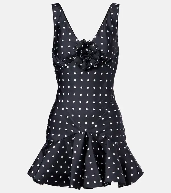 RODARTE Polka-dot Silk Twill Minidress - Black