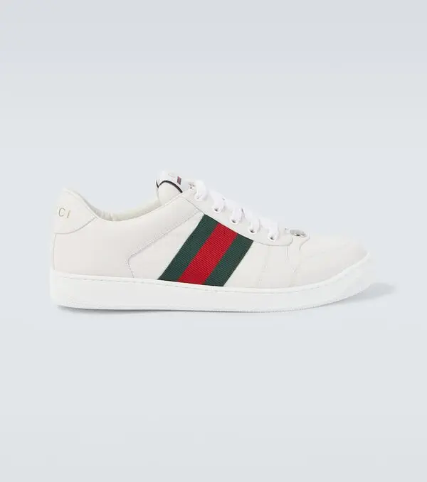 Gucci Screener Debossed Leather Sneakers