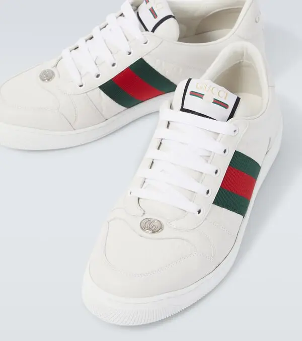 Gucci Screener Debossed Leather Sneakers