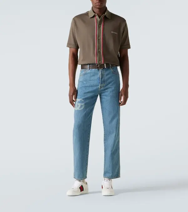 Gucci Screener Debossed Leather Sneakers