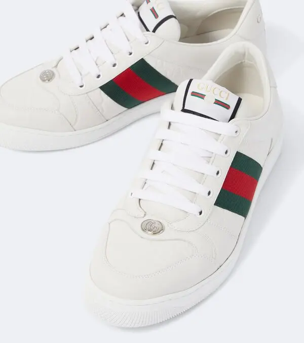 Gucci Screener Debossed Leather Sneakers