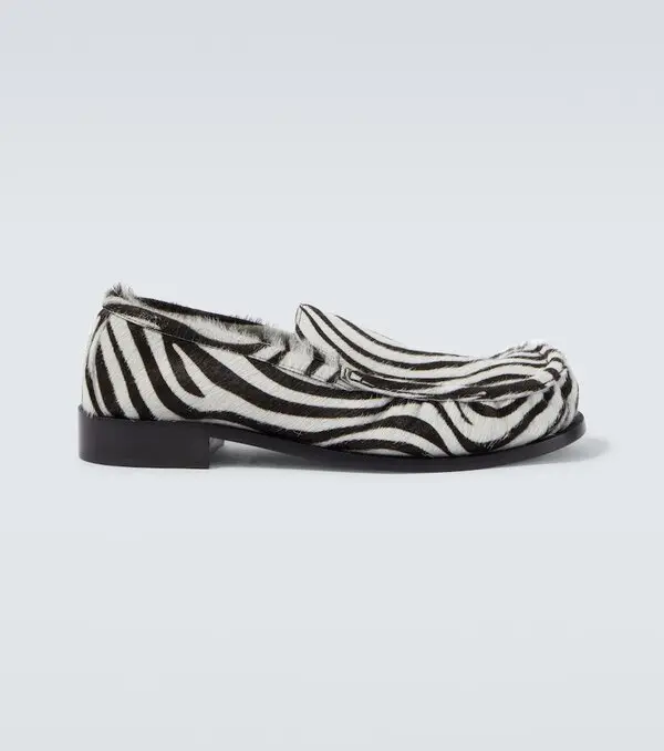Dries Van Noten Animal-printed Calf Hair Loafers - White