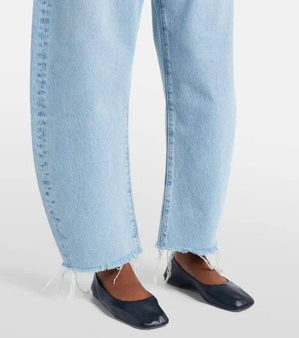 FRAME Bubble Crop High-rise Barrel-leg Jeans - Blue