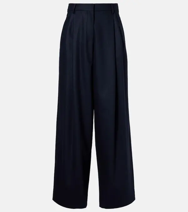 Max Mara Titty Wool Wide-leg Trousers - Blue