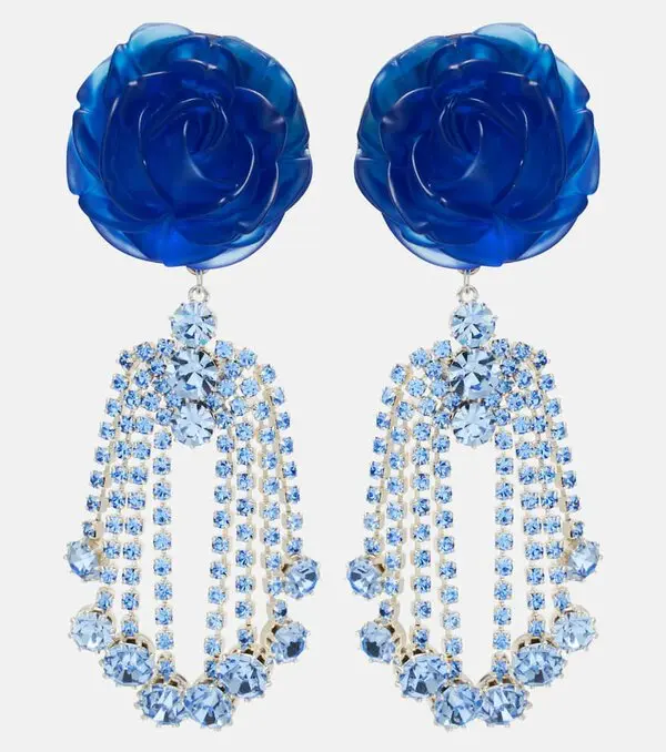 Magda Butrym Embellished Floral Drop Earrings - Blue