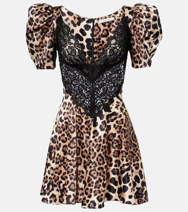 RODARTE Leopard-print Silk Satin Minidress