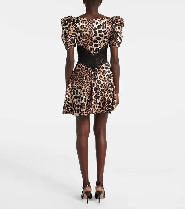 RODARTE Leopard-print Silk Satin Minidress