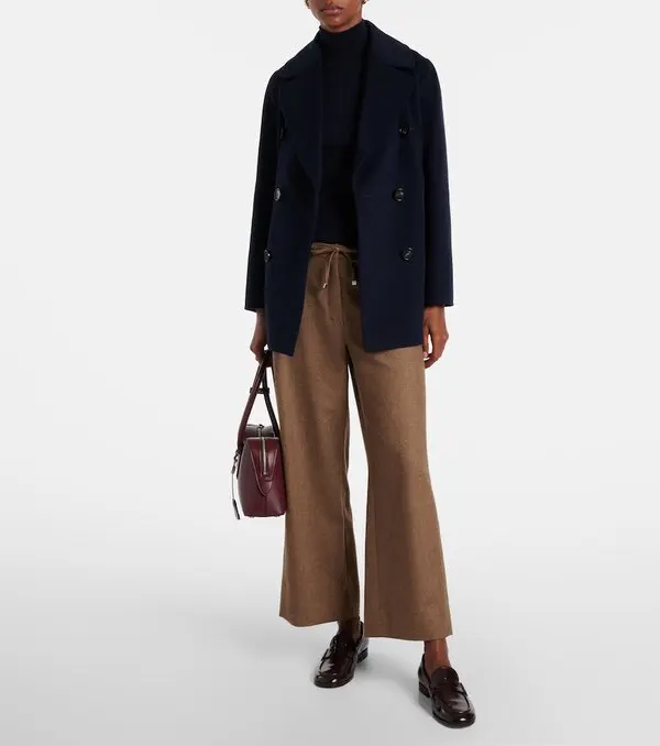 Max Mara Livio Wide-leg Wool-cashmere Trousers - Beige
