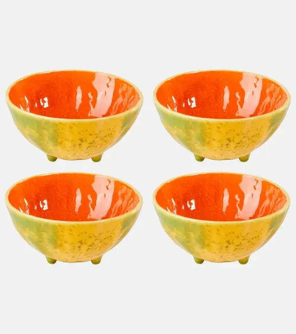 BORDALLO PINHEIRO Tropical Fruits Papaya Set Of 4 Earthenware Bowls - Multicoloured