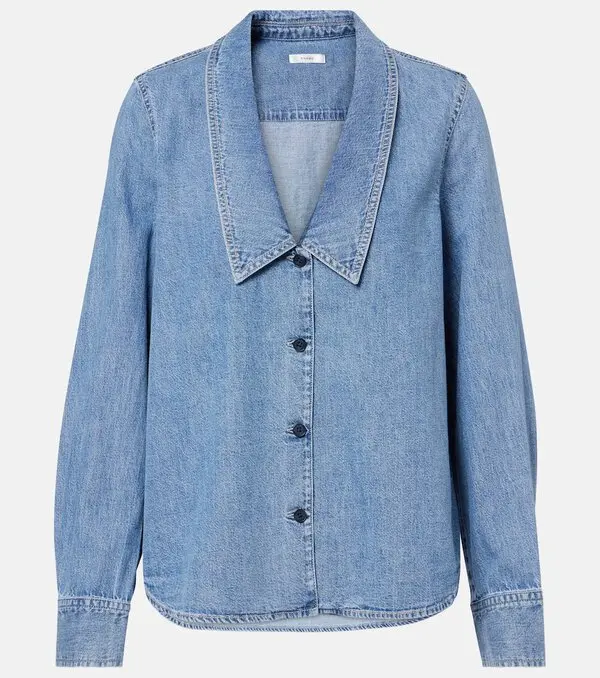 FRAME Low Collar Denim Shirt - Blue